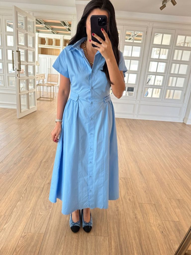 Cindy Mavi Midi Boy Gömlek Elbise – Pelin Şenoğlu